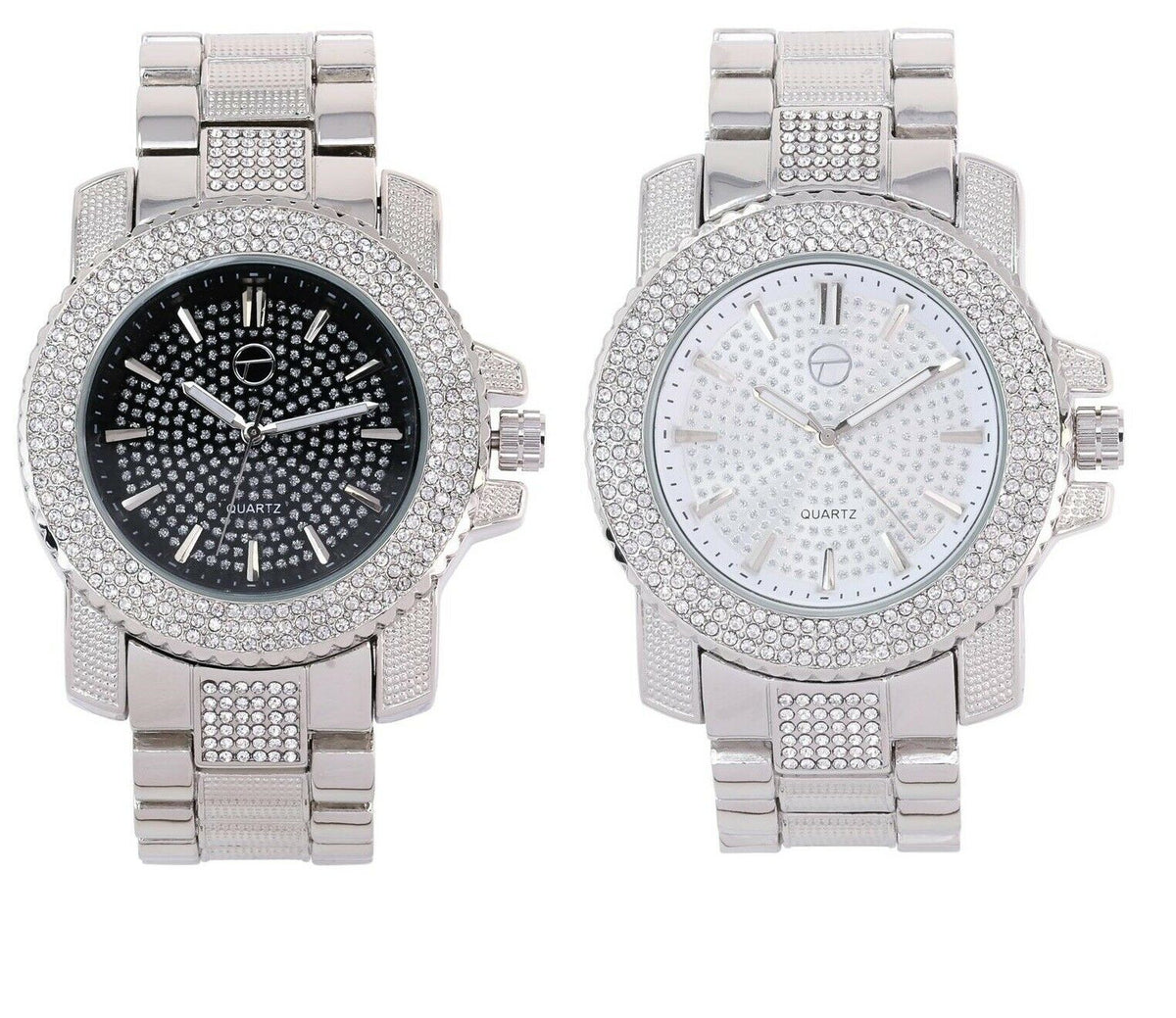 Techno Pave Blinged Out Men's Watch with Iced Out Bezel Simulated Lab ...