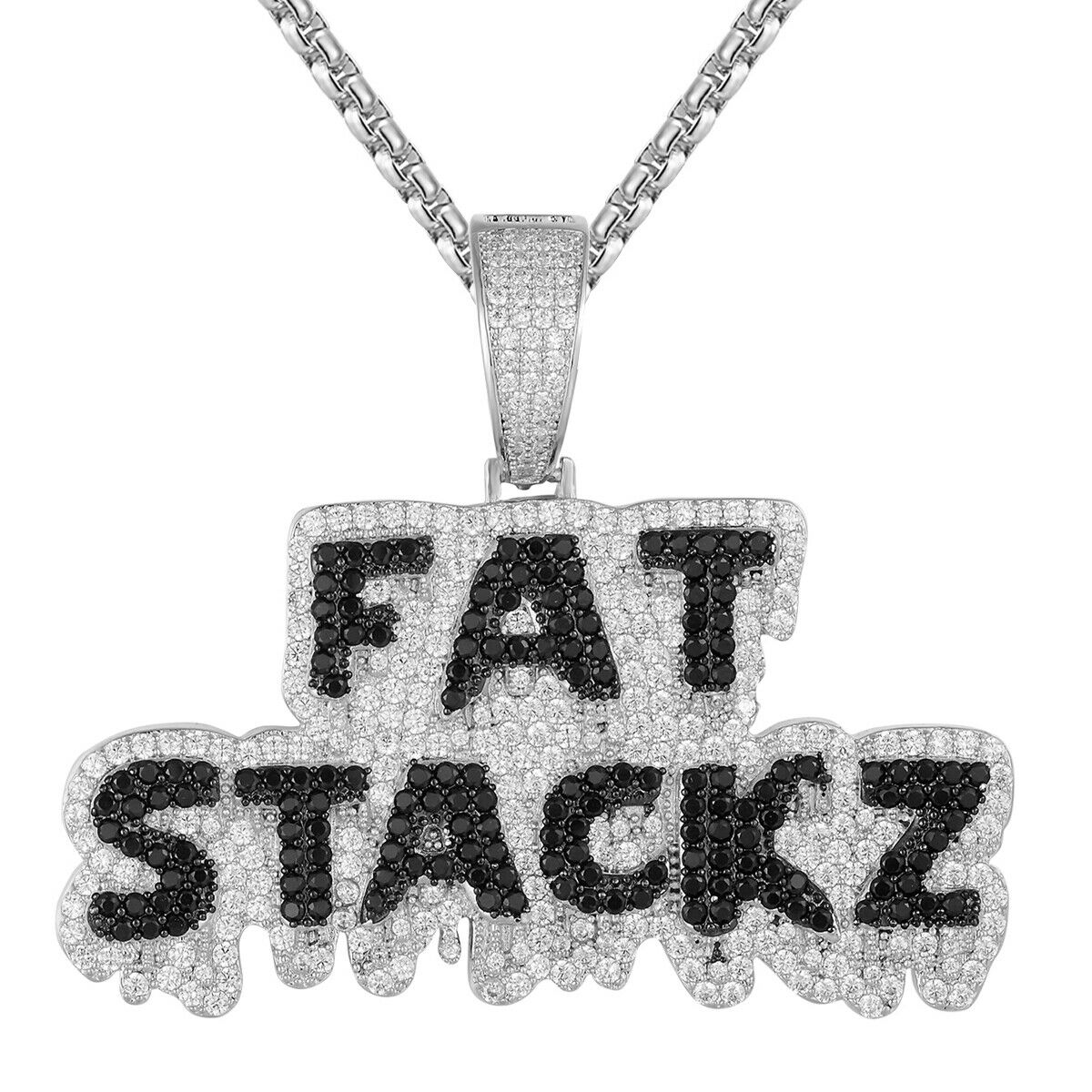 Custom Dripping Fat Stackz Simulated Diamond Pendant With Chain ...